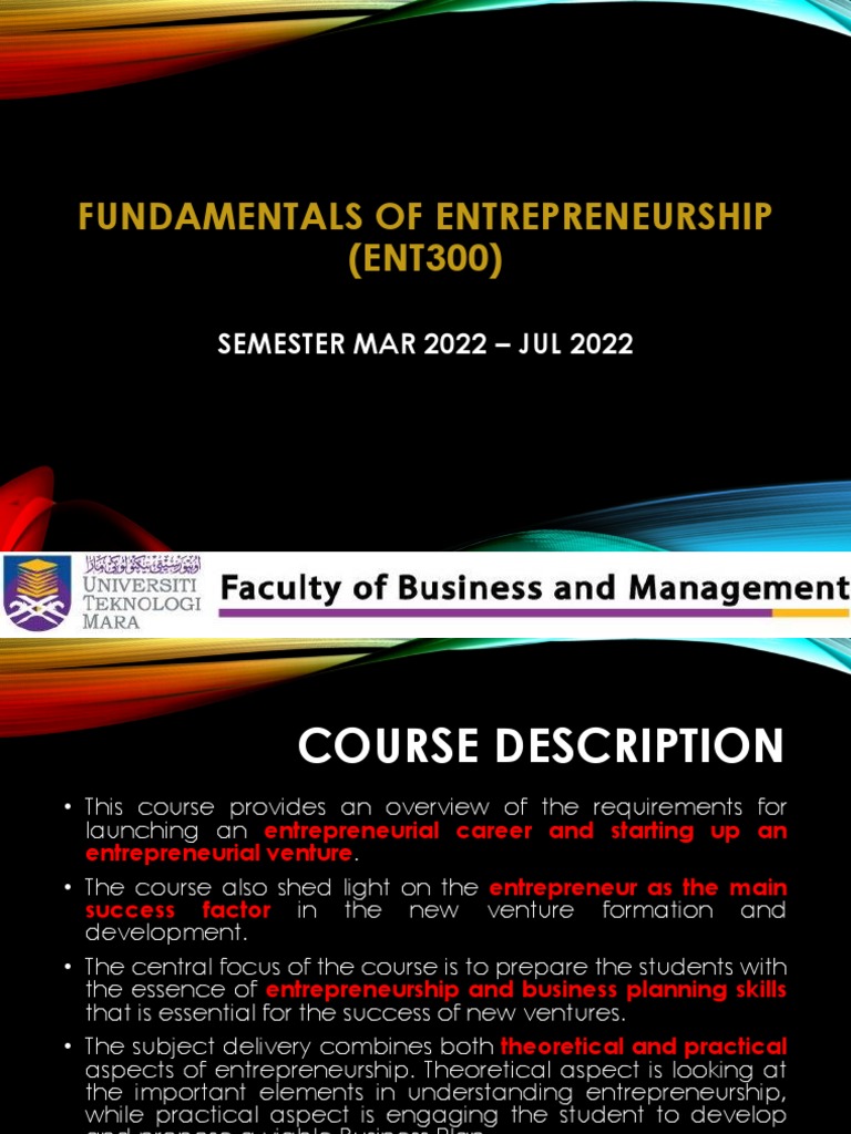 Entrepreneurship Course Overview 2022 Pdf Entrepreneurship
