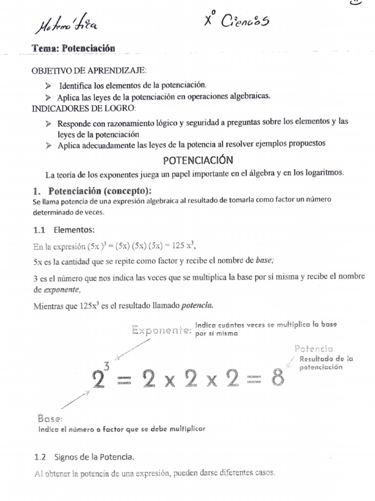 Tema - 3 - Potenciacion Algebraica | PDF | Exponenciación | Multiplicación