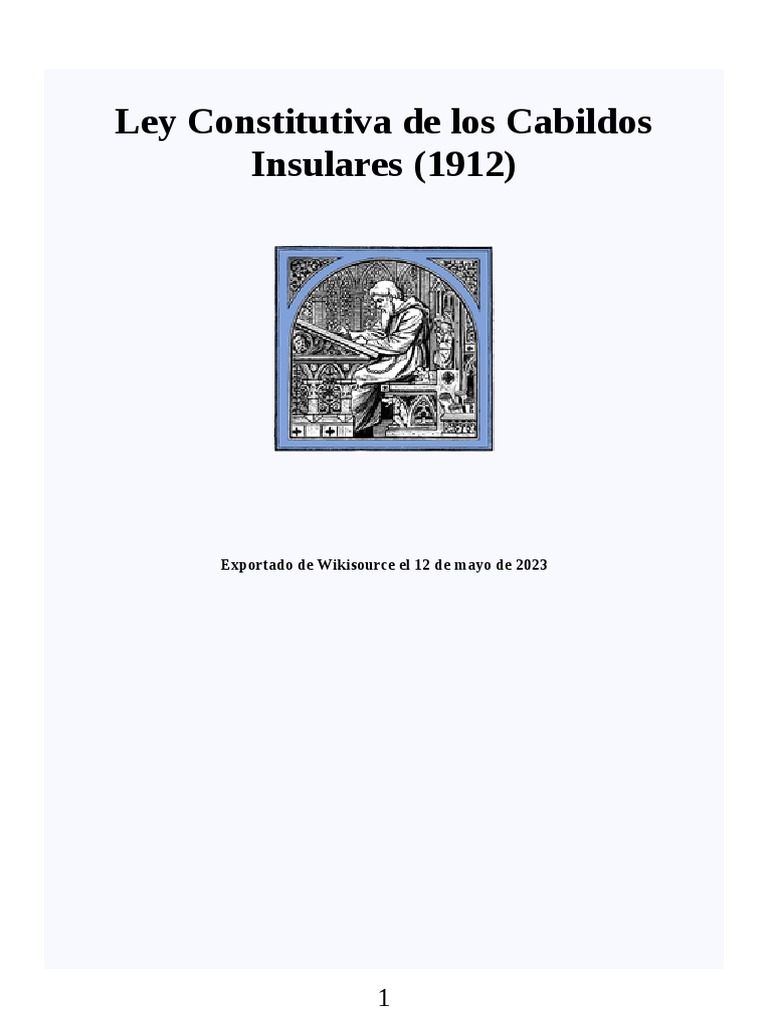 Ley Constitutiva de Los Cabildos Insulares (1912) | PDF | Islas ...