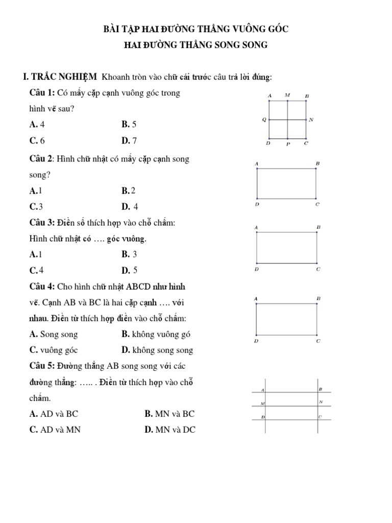 Bai Tap Hai Duong Thang Vuong Goc Hai Duong Thang Song Song Lop 4 | PDF