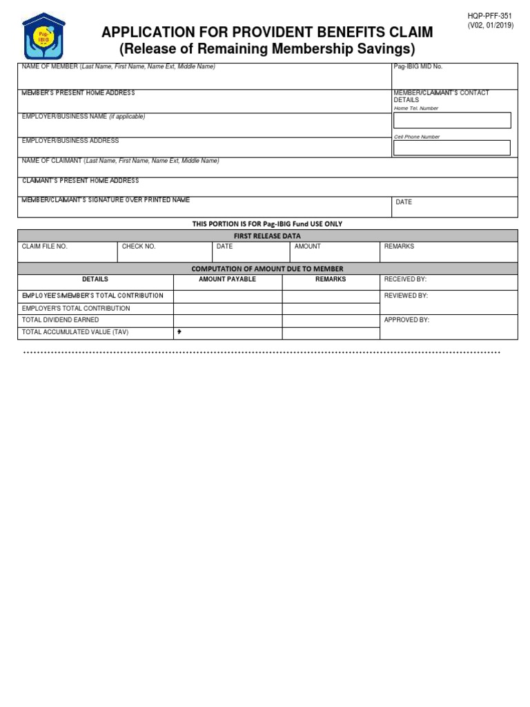 PFF351 ApplicationProvidentBenefitsRemainingMS V02 | PDF