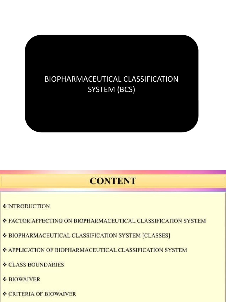 Biopharmaceutical Classification System (BCS) | PDF