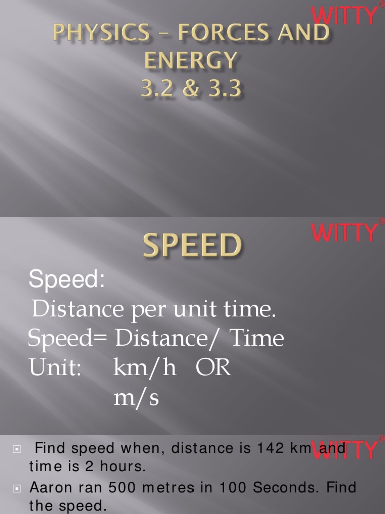 Speed, Distance, and Time Calculations | PDF | Speed | Distance