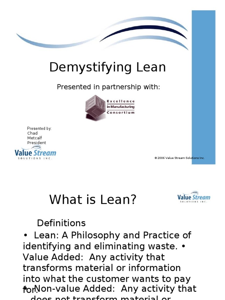 Demystifying Lean 110606 | PDF | Lean Manufacturing | Production And ...
