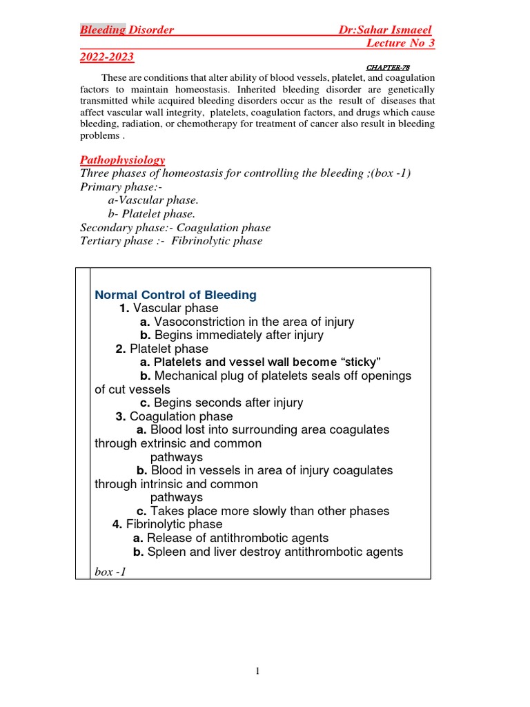 Bleeding Disorders | Download Free PDF | Coagulation | Bleeding
