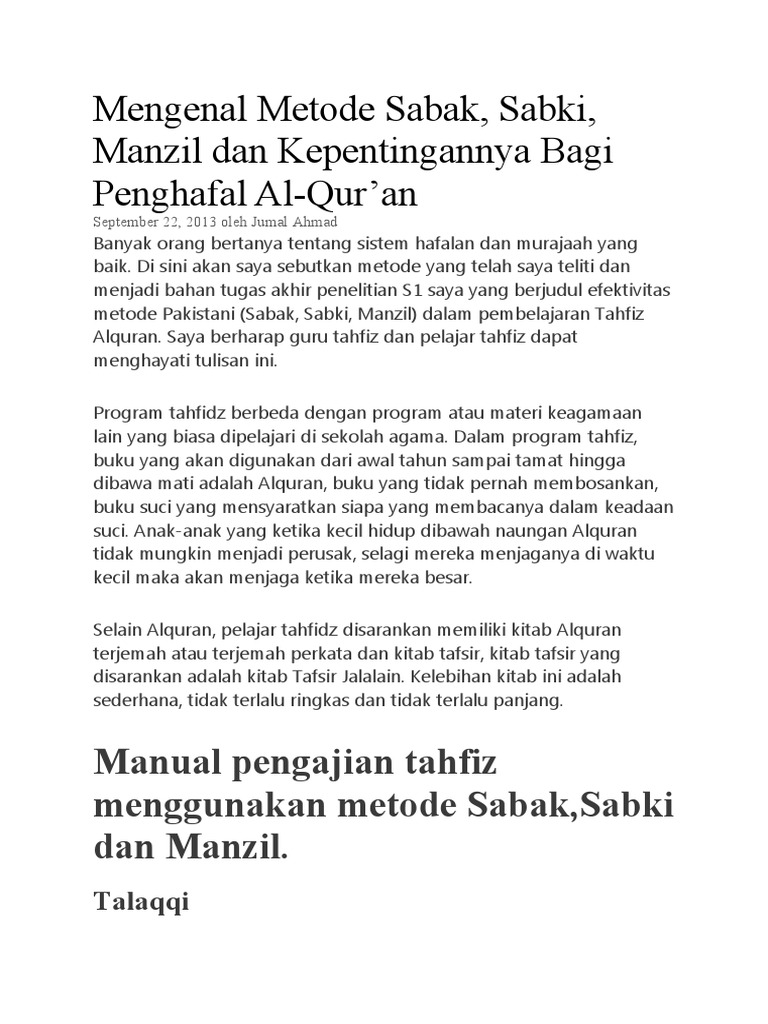 Mengenal Metode Sabak | PDF