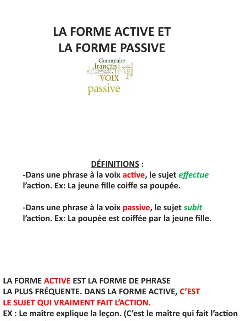 Forme Active Et Forme Passive | PDF | Verbe | Sujet (Grammaire)
