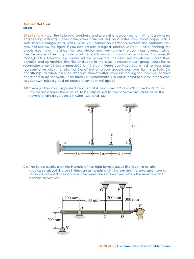 ENGG 410 Problem Set 1-4 - Strain | PDF