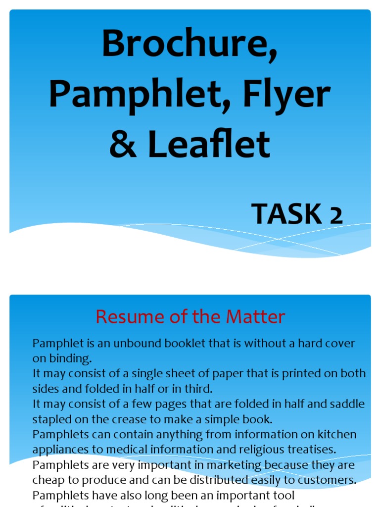 Brochure, Pamphlet, Flyer & Leaflet Task 2 | PDF