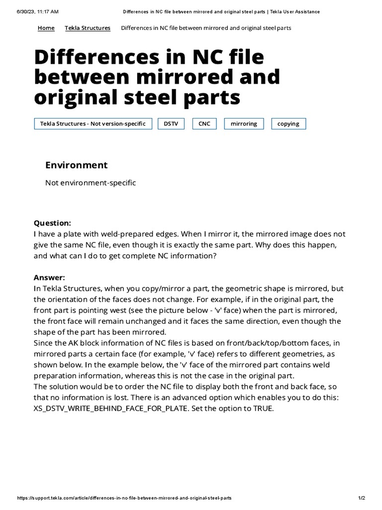 Differences in NC File Between Mirrored and Original Steel Parts ...
