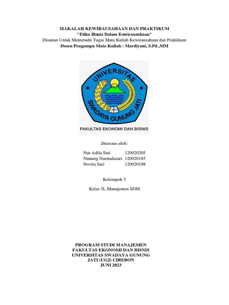 Etika Bisnis dalam Kewirausahaan | PDF | Pengembangan Diri