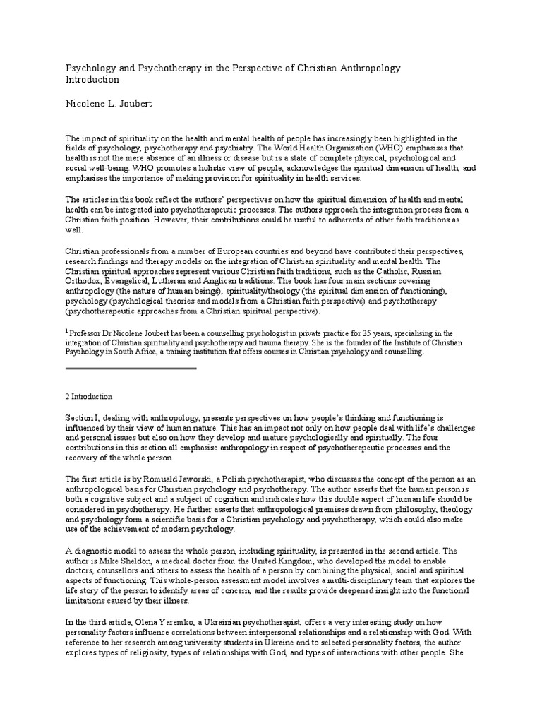 Nicolene L. Joubert - Introduction. Psychology and Psychotherapy in The ...