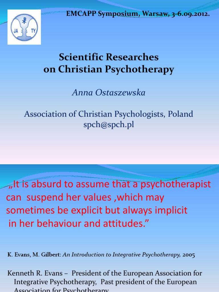 Anna Ostaszewska - Scientific Researches On Christian Psychotherapy | PDF | Psychotherapy ...