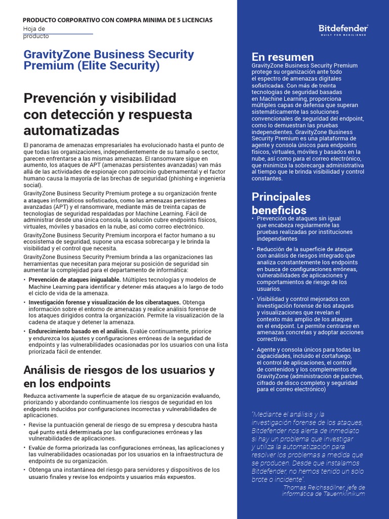 Bitdefender-GravityZone-Business-Security-Premium (Elite) - Datasheet - Es | PDF ...