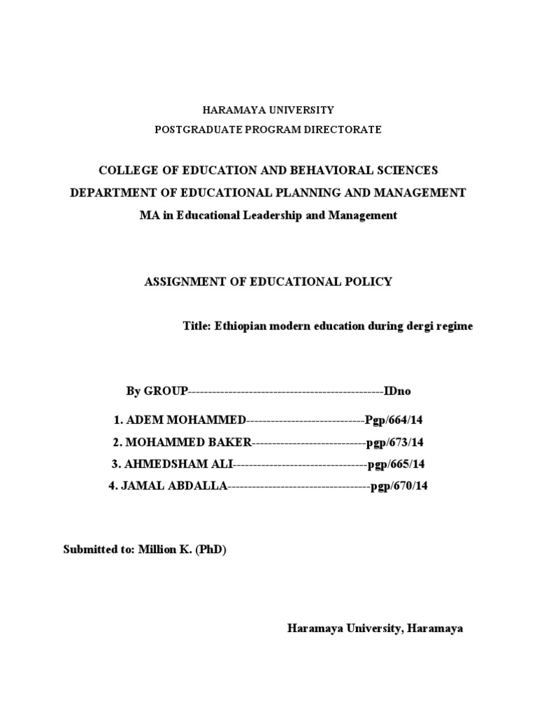 Modern Education During The Derg Era | PDF | Curriculum | Literacy