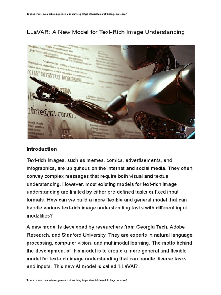 LLaVAR: A New Model For Text-Rich Image Understanding | Download Free PDF | Cognition ...