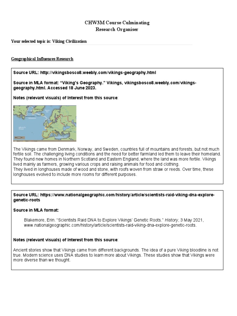 DRAFT Copy of CHW3M Course Culminating - Research Organizer | PDF ...