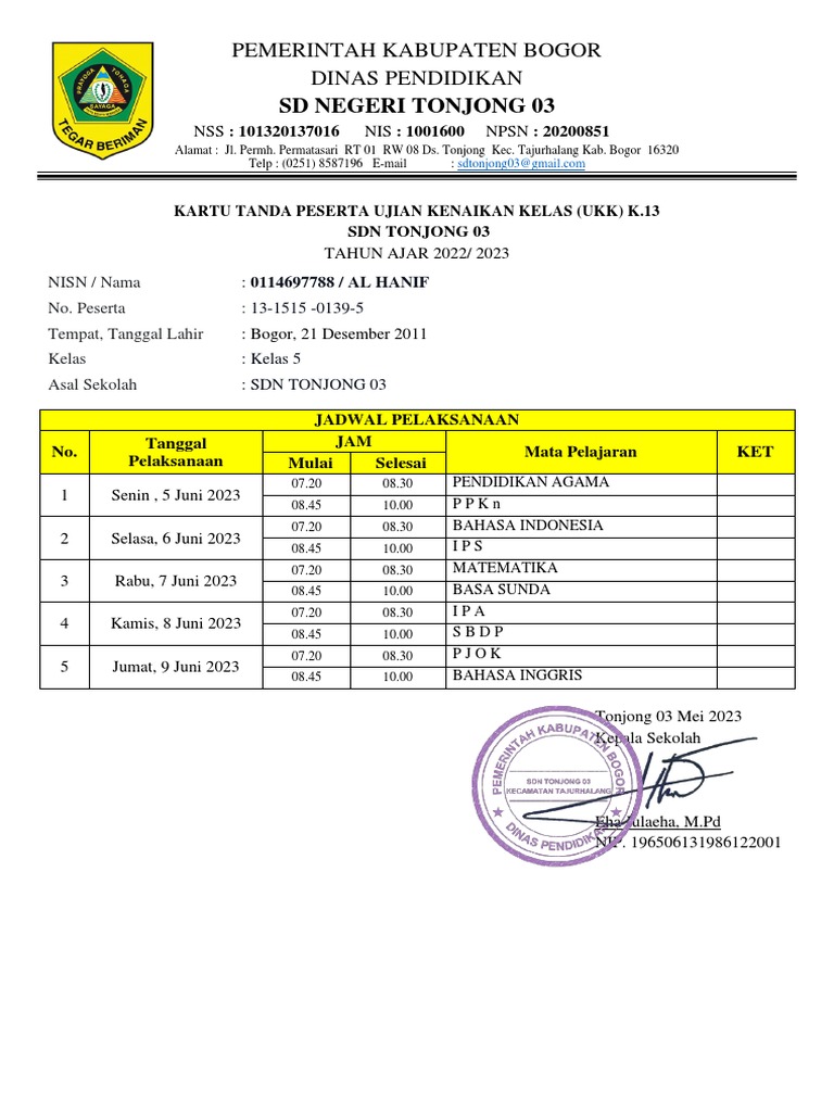 Jadwal Kelas 5 | PDF