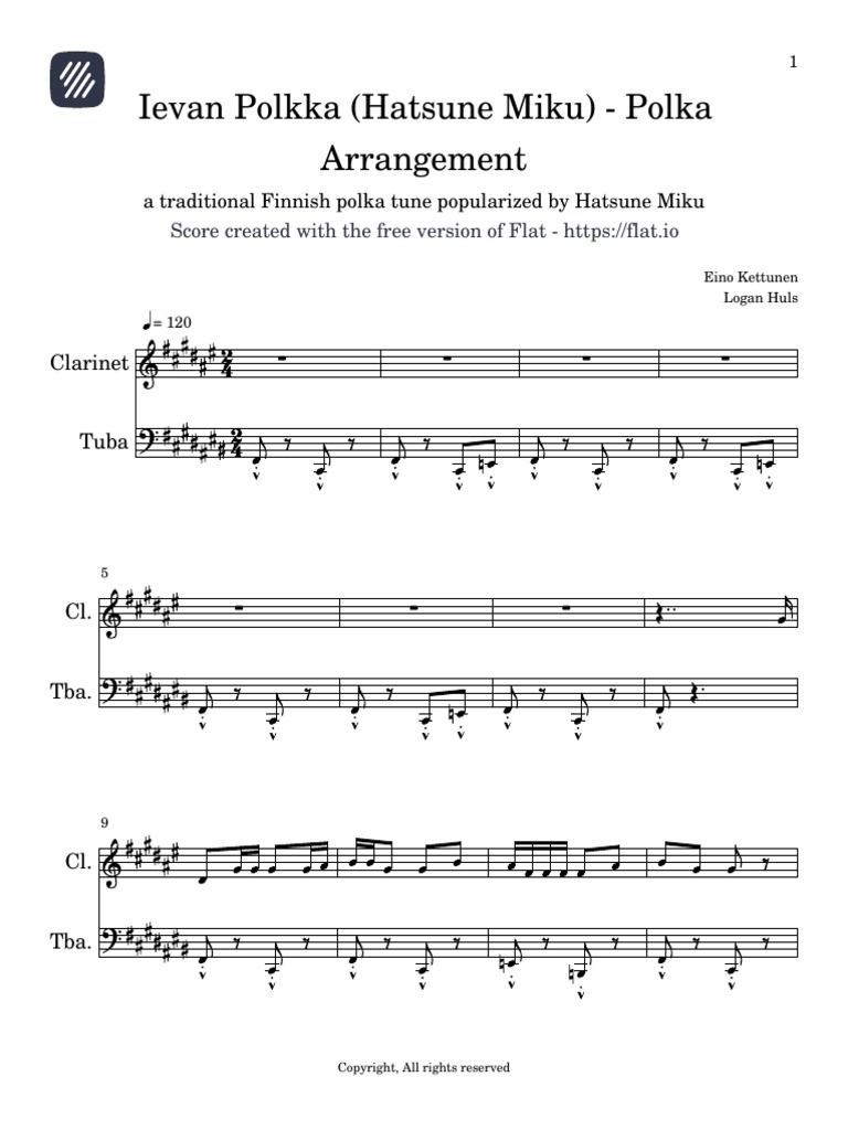 Ievan Polkka - Polka Arrangement - Clarinet and Tuba | PDF | Musical ...