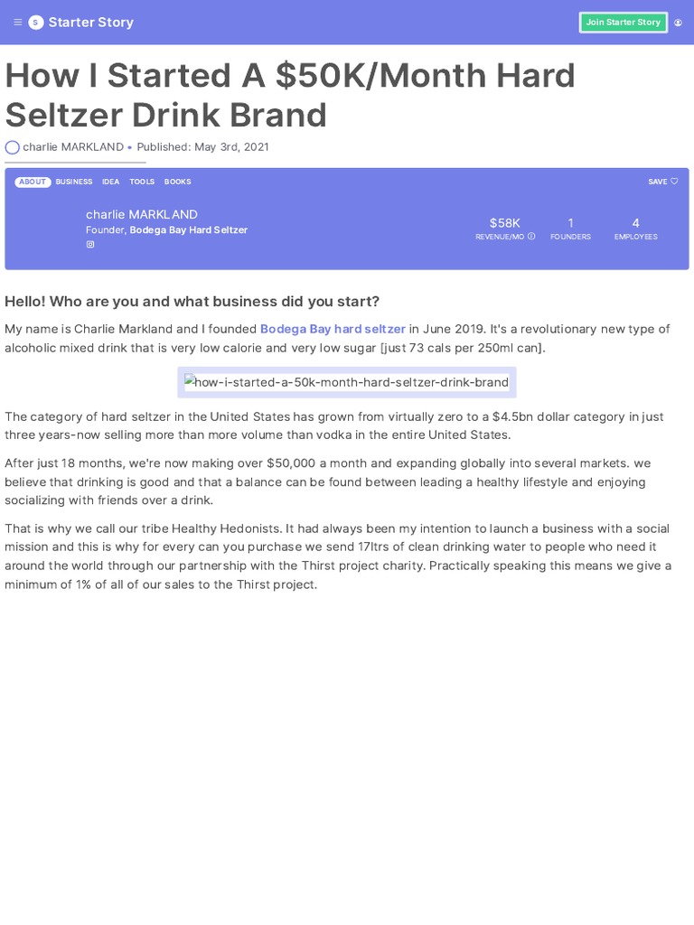 How I Started A $50K - Month Hard Seltzer Drink Brand - Starter Story ...