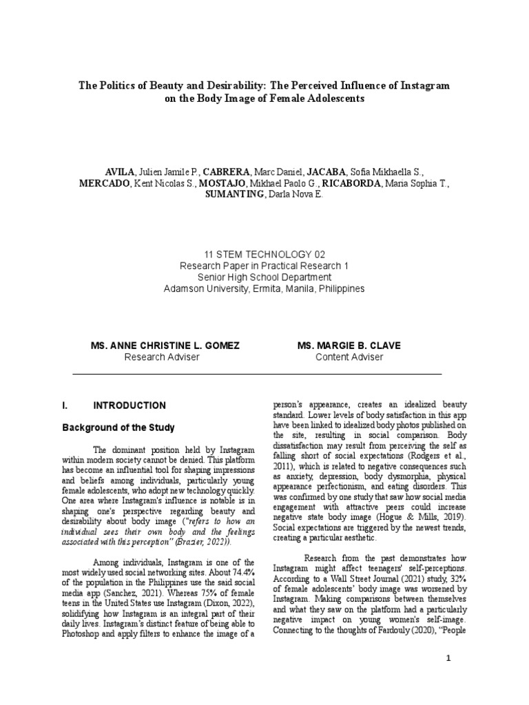 11stech02 Group2 Final-Manuscript | Download Free PDF | Body Image | Adolescence