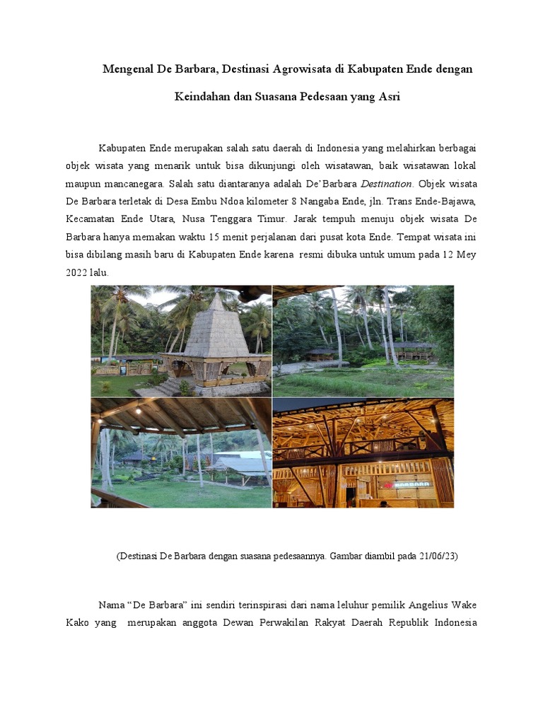 De Barbara: Agrowisata Asri di Ende | PDF | Perjalanan | Memasak ...