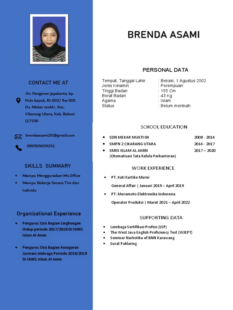 CV Brenda Asami-Dikompresi | PDF