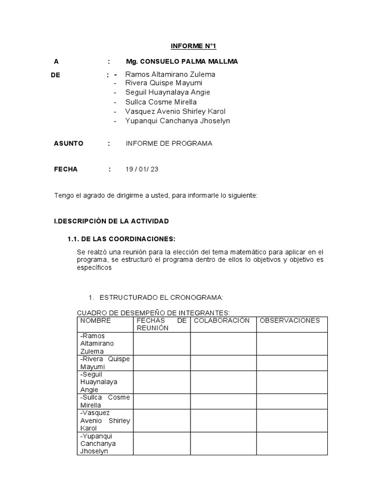 Informe de Programa N°1 | PDF