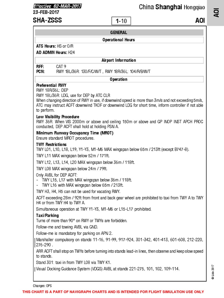 ZSSS Airport Operations and Procedures | PDF | Runway | Aviation Safety