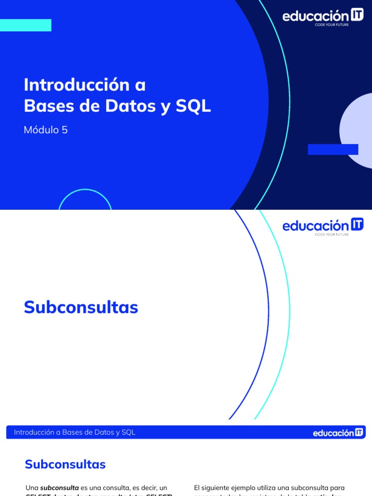 Introducción A Bases de Datos y SQL: Módulo 5 | PDF | Informática