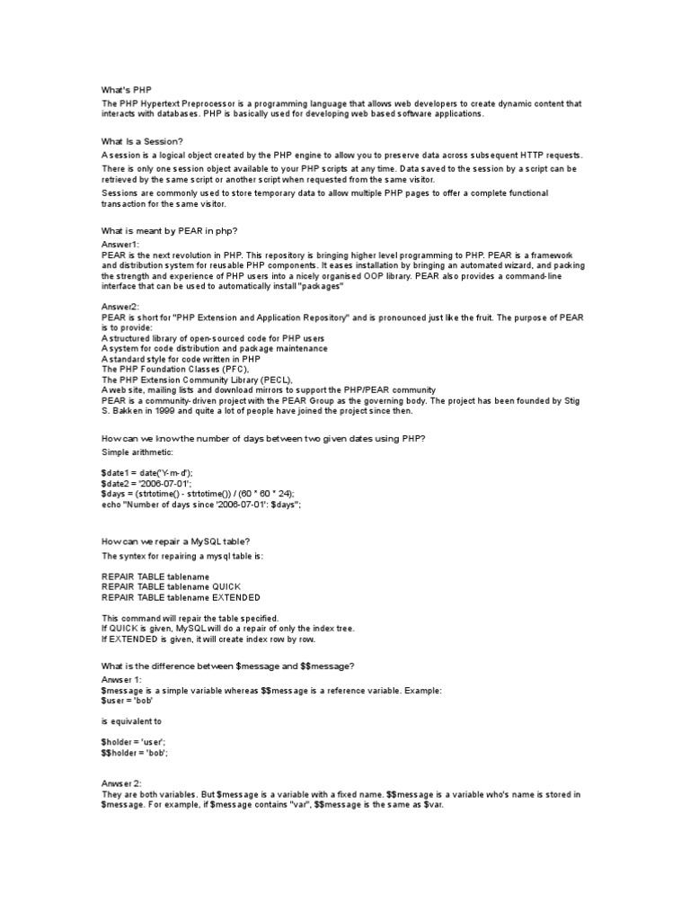 PHP Interview Questions | PDF | Php | Class (Computer Programming)