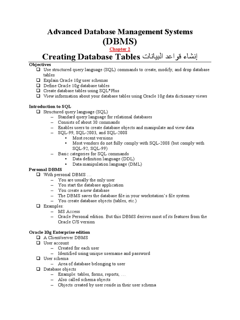 ADBMS - Chapter 02 | PDF | Databases | Sql ADBMS - Chapter 02 | PDF | Databases | Sql
