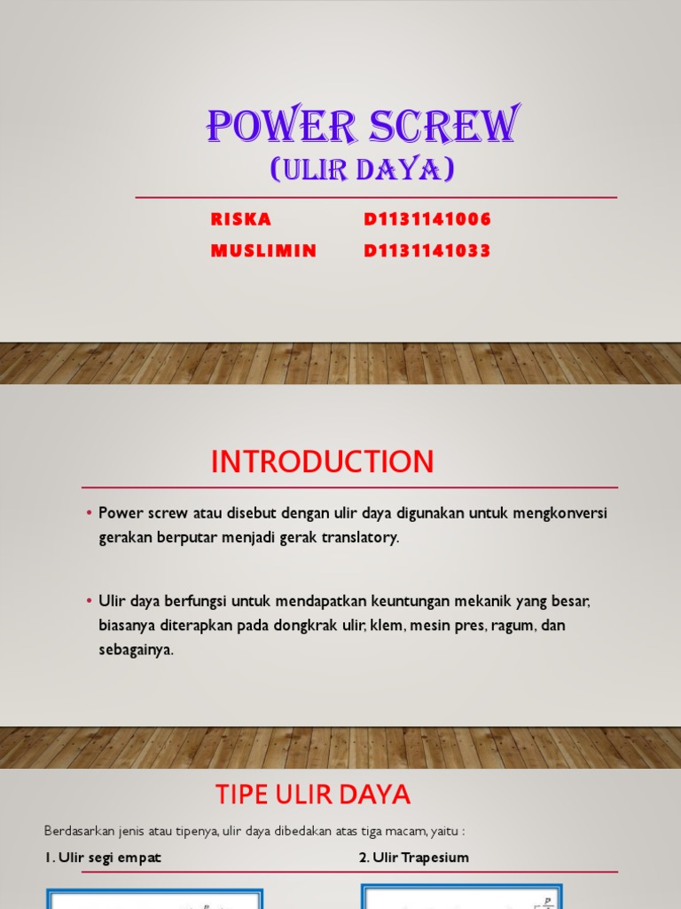 Jenis dan Efisiensi Ulir Daya | PDF