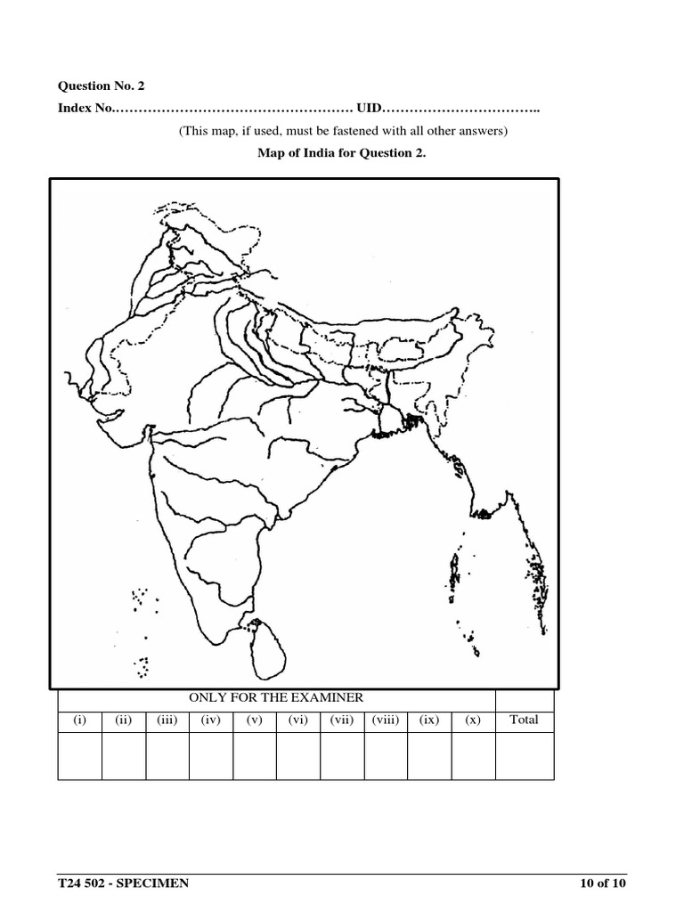 India Map for Exam Question 2 | PDF