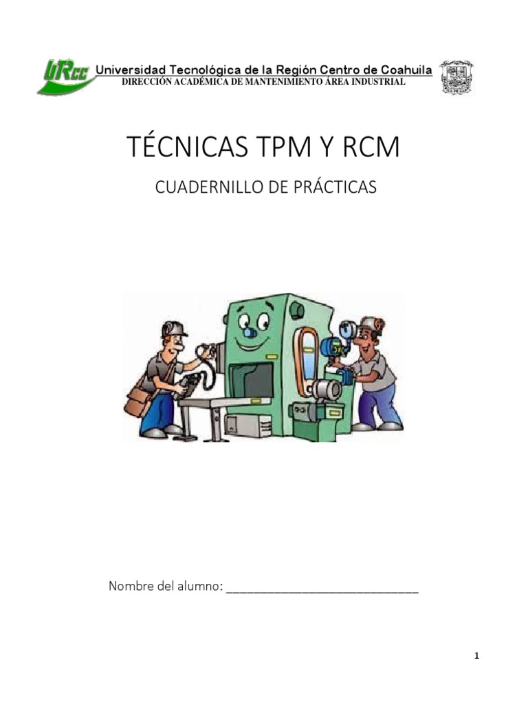 Cuadernillo Técnicas TPM y RCM | PDF | Ingeniería de confiabilidad ...