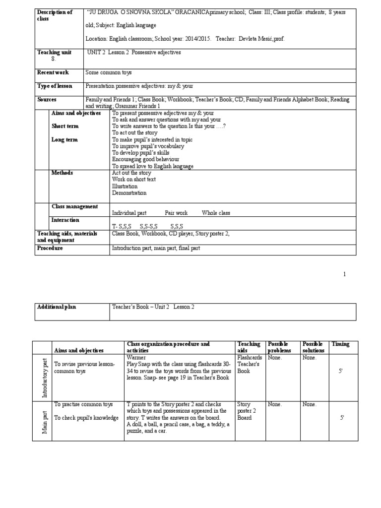 Lesson Plan 8 | PDF | Teachers | Toys