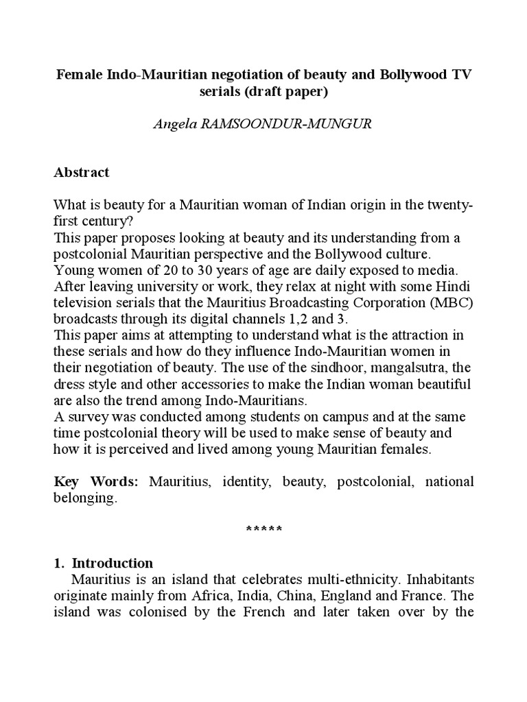 Female Indo Mauritian Negotiation of Bea | PDF | Mauritius