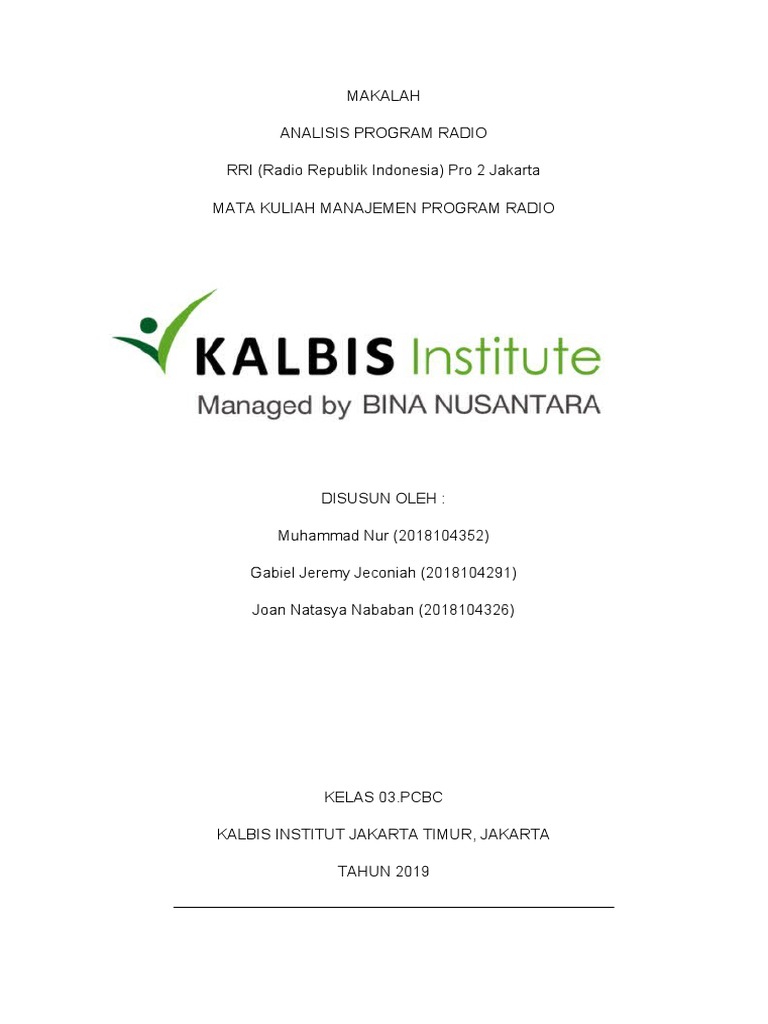 Tugas1 - Makalah Analisis Program Radio - 03pcbc2019 | PDF