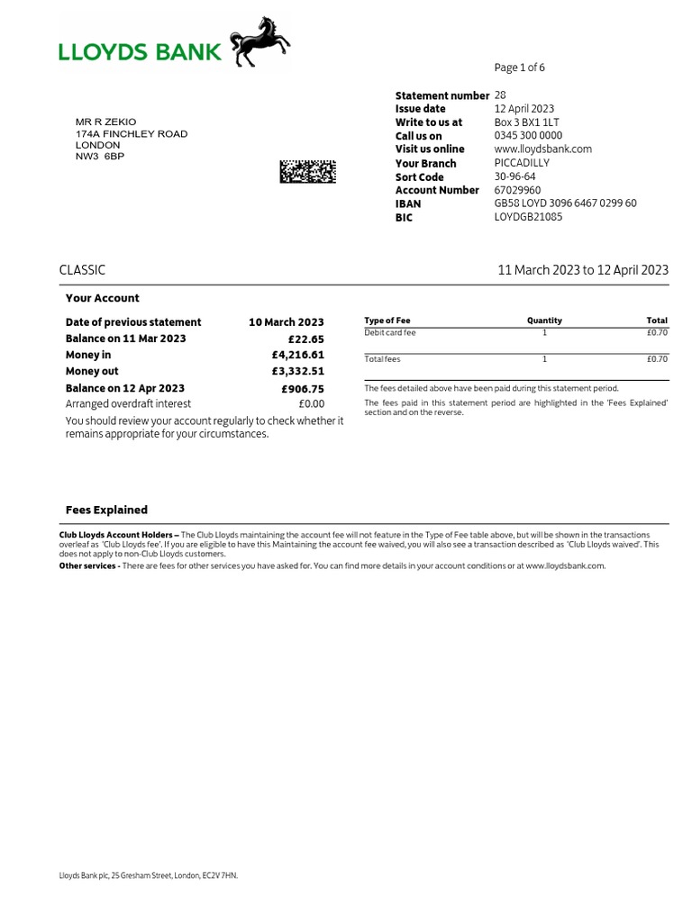 Classic 11 March 2023 To 12 April 2023: Your Account | PDF | Overdraft | Cash