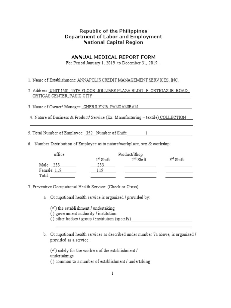 Annual Medical Report Form Annapolis - Ho 2020 | PDF | Physical ...