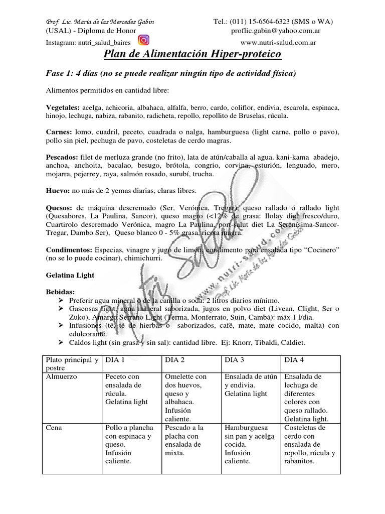 Plan Hiperproteico | Descargar gratis PDF | ensalada | Alimentos