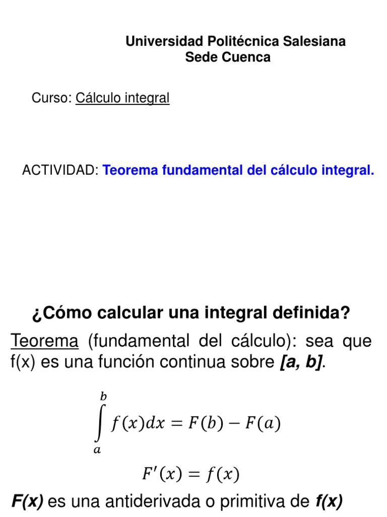 M2 Teorema Fundamental Del Cálculo Integral | PDF