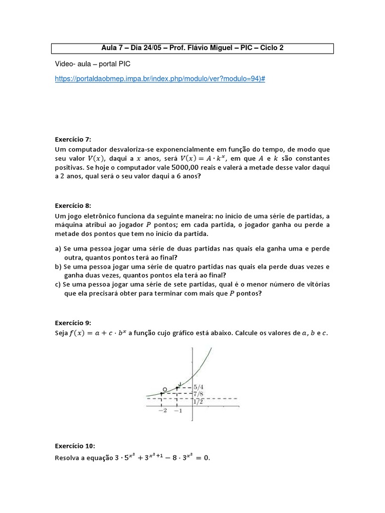 Pic - Aula 7 - Função Exponencial | PDF | Função (Matemática ...