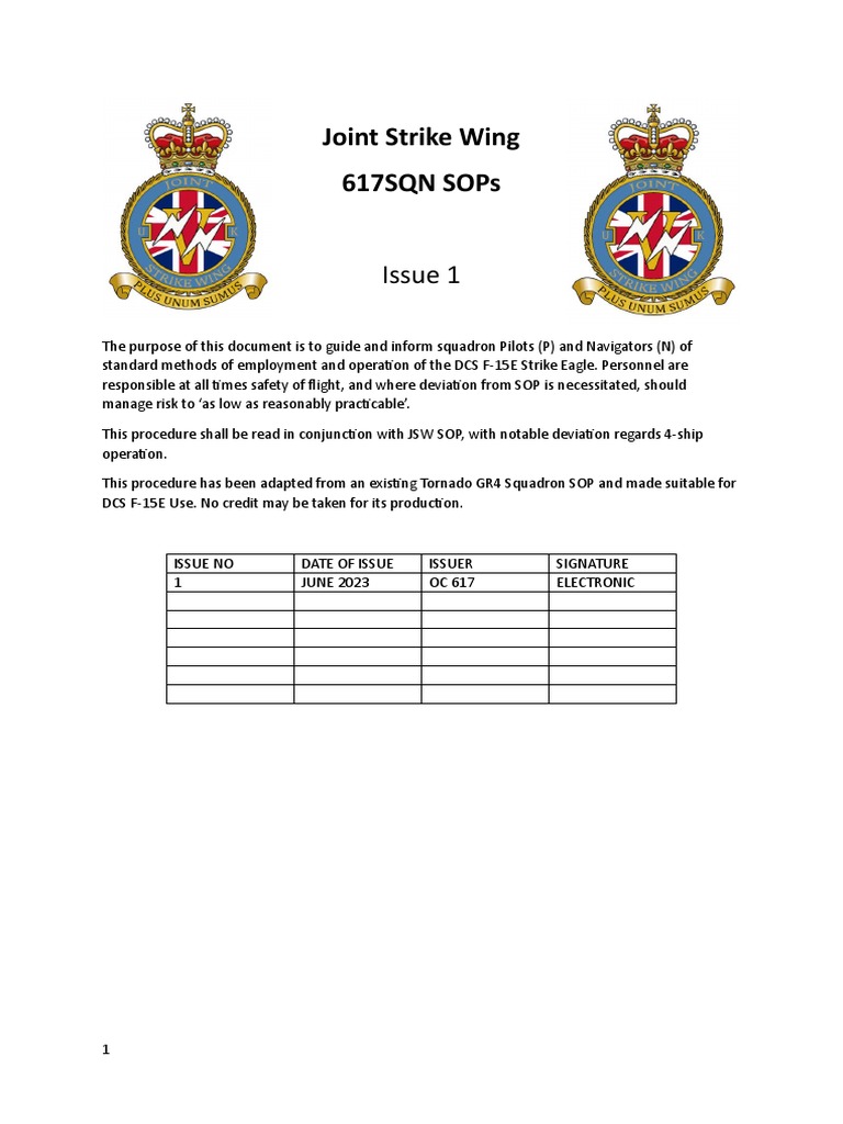 617 Squadron SOP | PDF | Takeoff | Radar