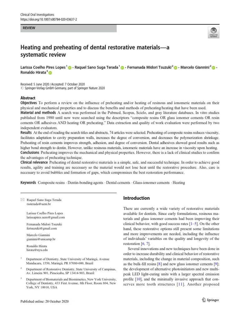 Dental Material Preheating Review | PDF | Dental Composite | Dental ...