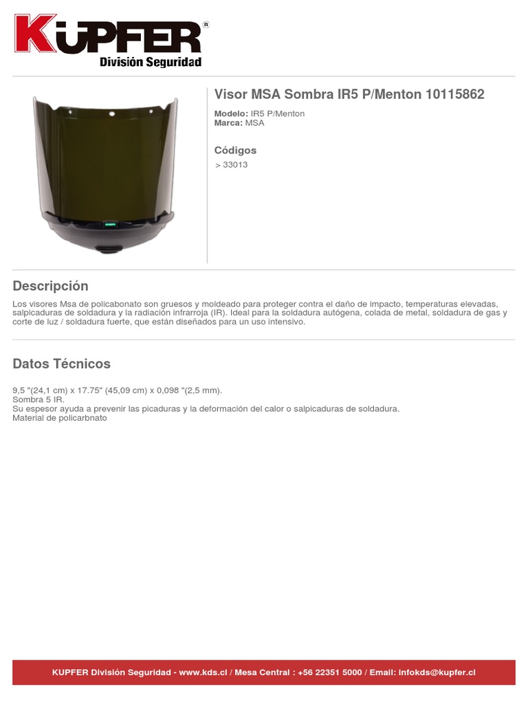Ficha Producto Visor Msa Sombra Ir5 Pmenton 10115862 33013 | PDF