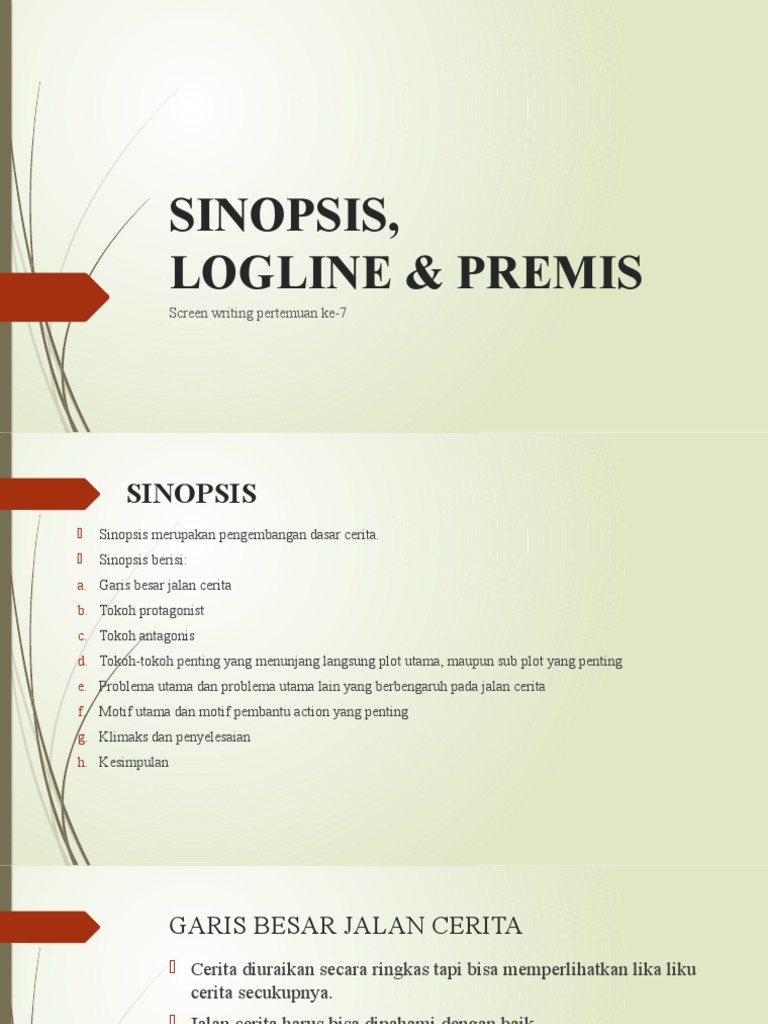 Pertemuan 7 - Sinopsis Premis Logline | PDF