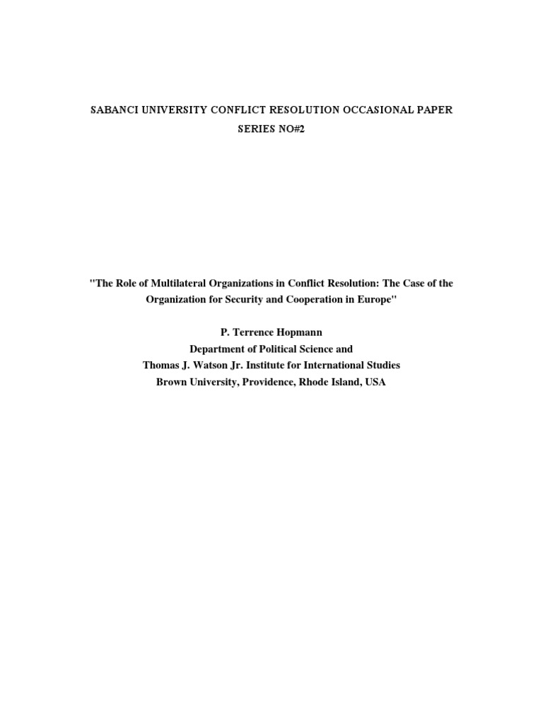 Conflict Resolution | PDF | Organization For Security And Co Operation ...