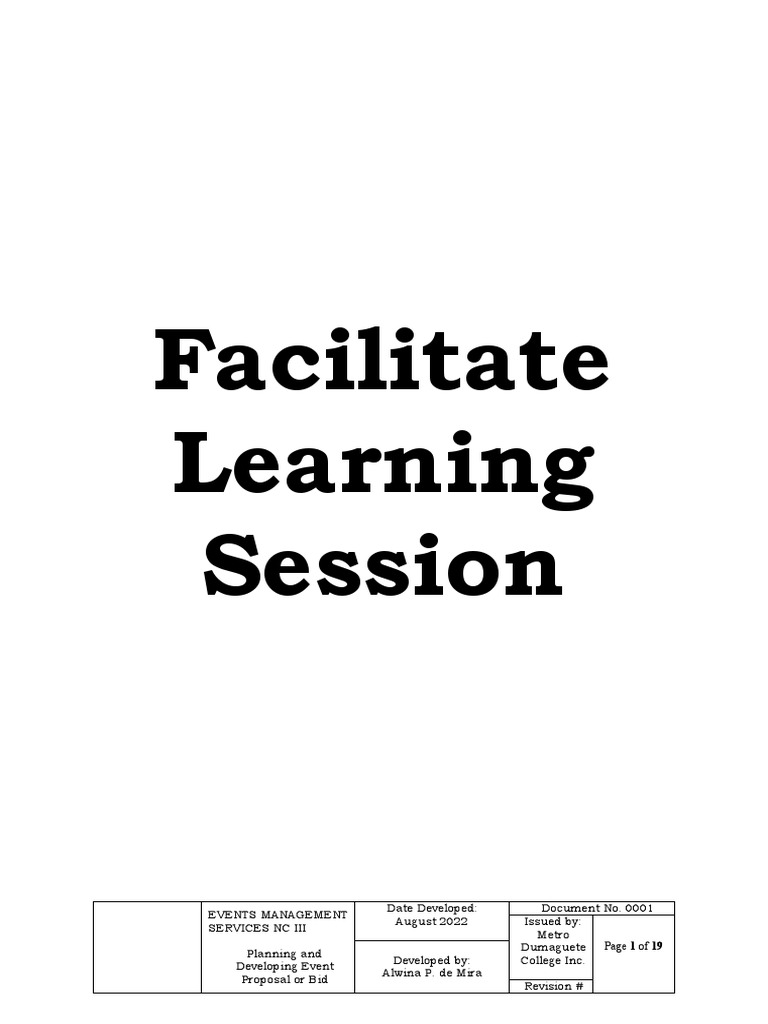 Facilitate Learning Session Template | PDF | Learning | Agriculture