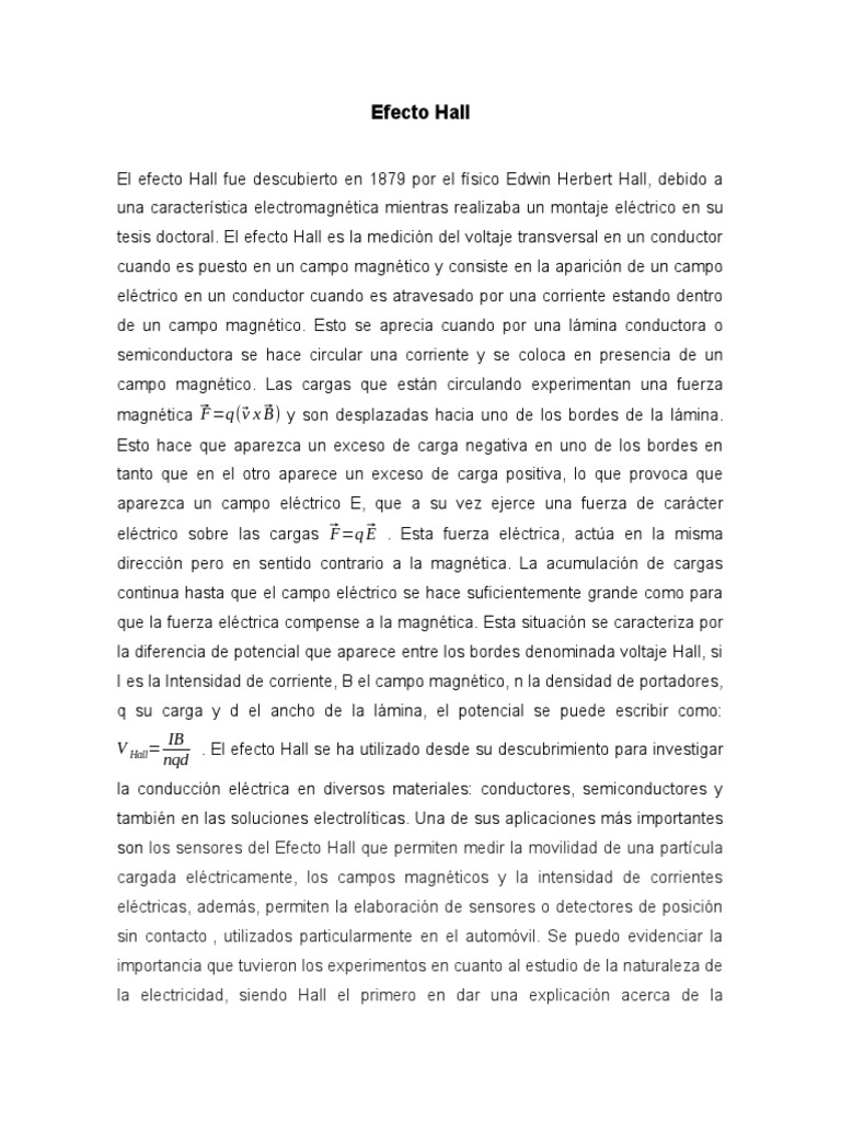 Efecto Hall | PDF | Electricidad | Ciencias fisicas